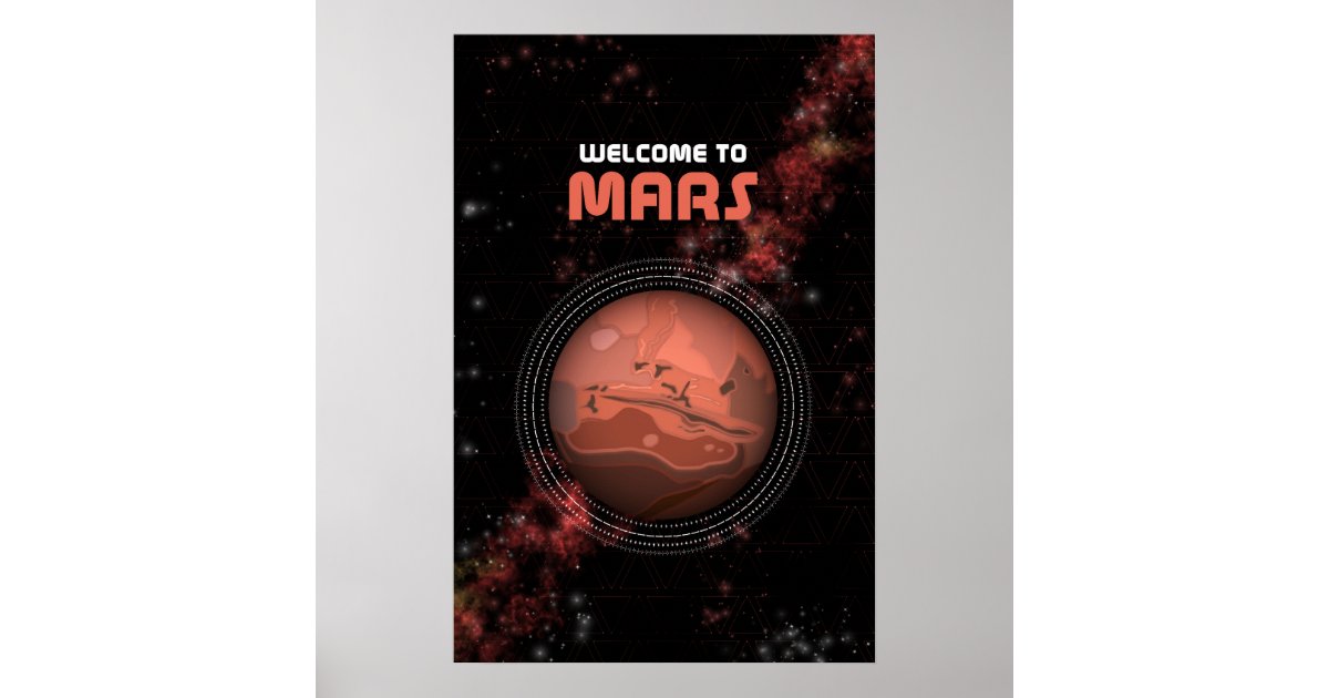 Retro Outer Space Mars Solar System Art Poster | Zazzle