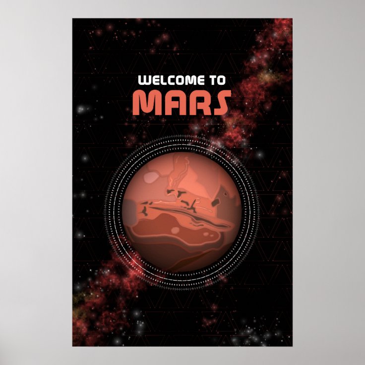 Retro Outer Space Mars Solar System Art Poster | Zazzle