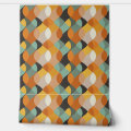 Retro Oval Shapes Orange Teal Gold Pattern Wallpaper | Zazzle