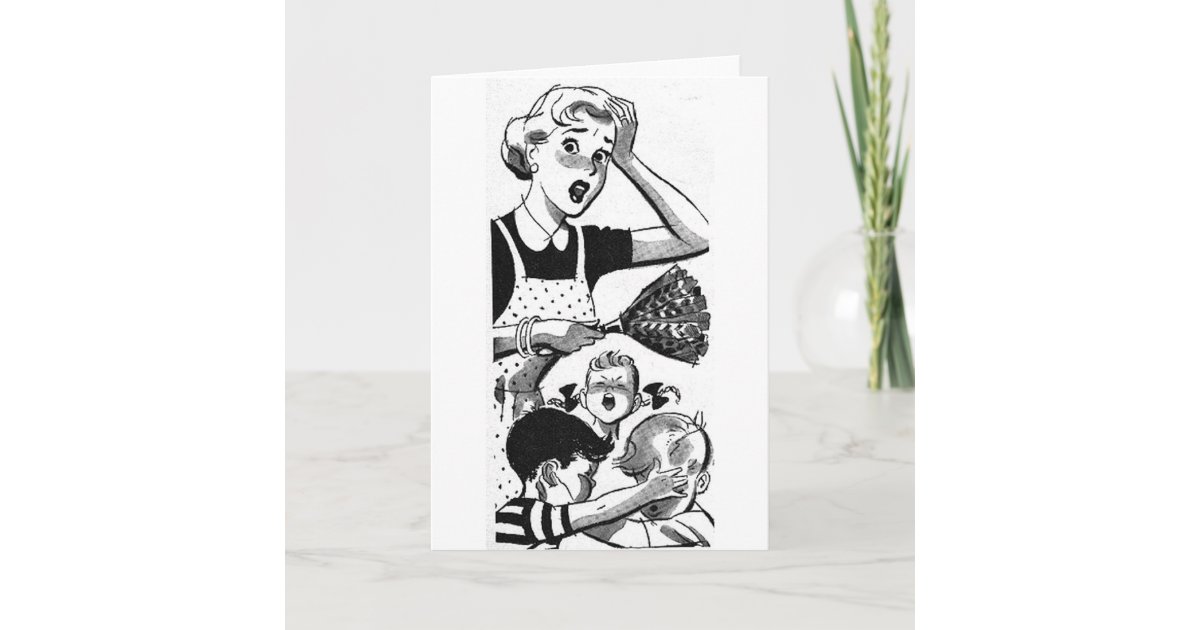 Retro Overwhelmed Mom Card | Zazzle