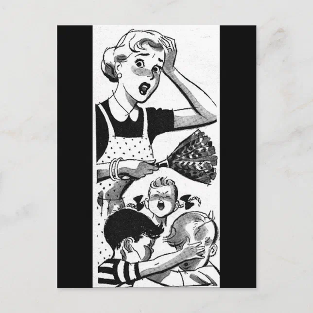 Retro Overwhelmed Mom Postcard | Zazzle