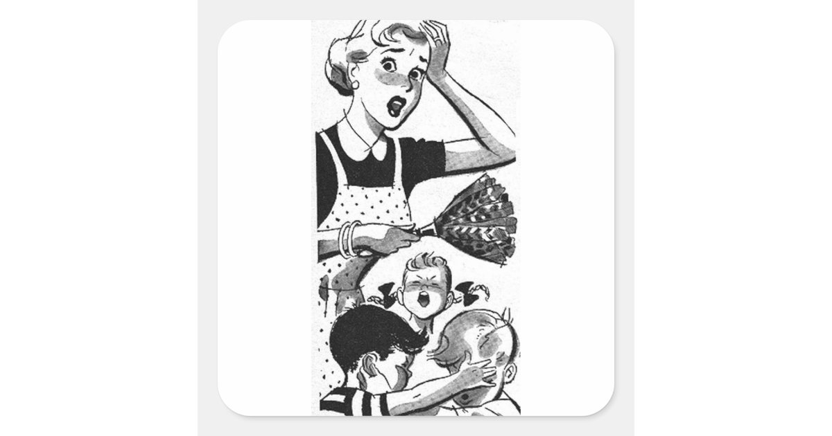 Retro Overwhelmed Mom Square Sticker | Zazzle