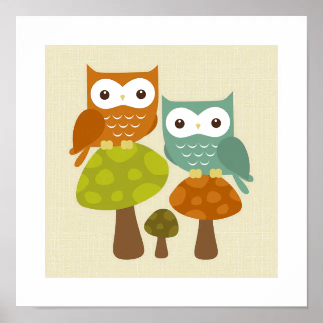 Retro Owl Poster Print | Zazzle