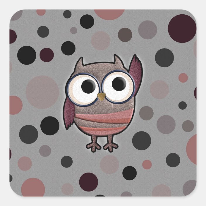 Retro Owl Square Sticker | Zazzle.com