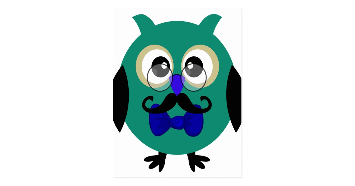 Retro Owl with Mustache & Glasses Postcard | Zazzle.com