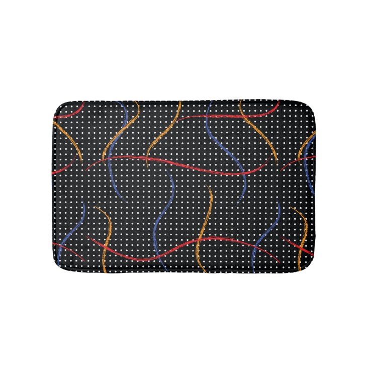 Retro Paint Splatter and Dots Bath Mat | Zazzle