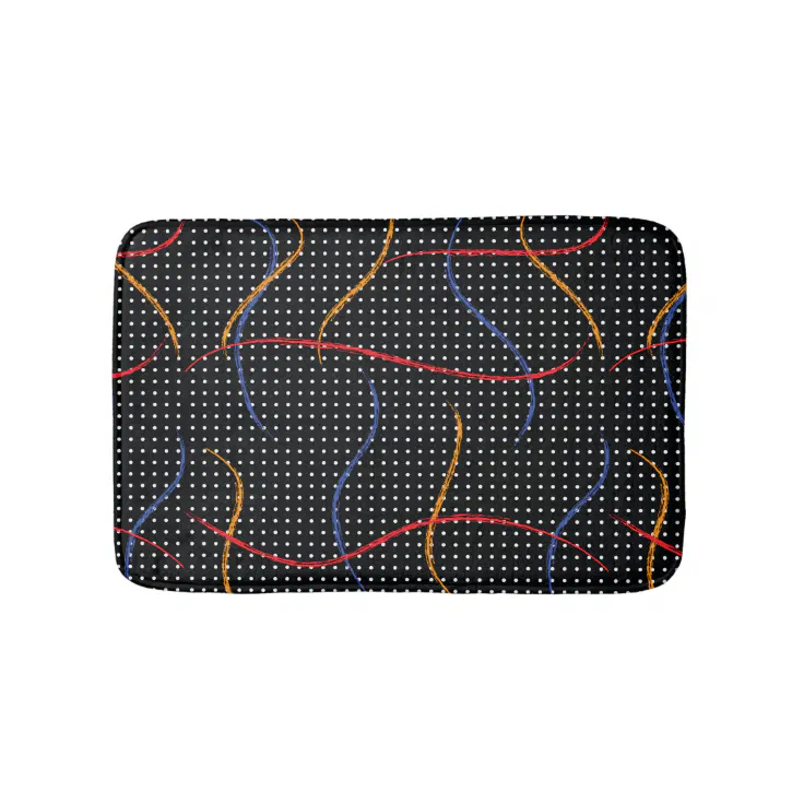Retro Paint Splatter and Dots Bath Mat | Zazzle