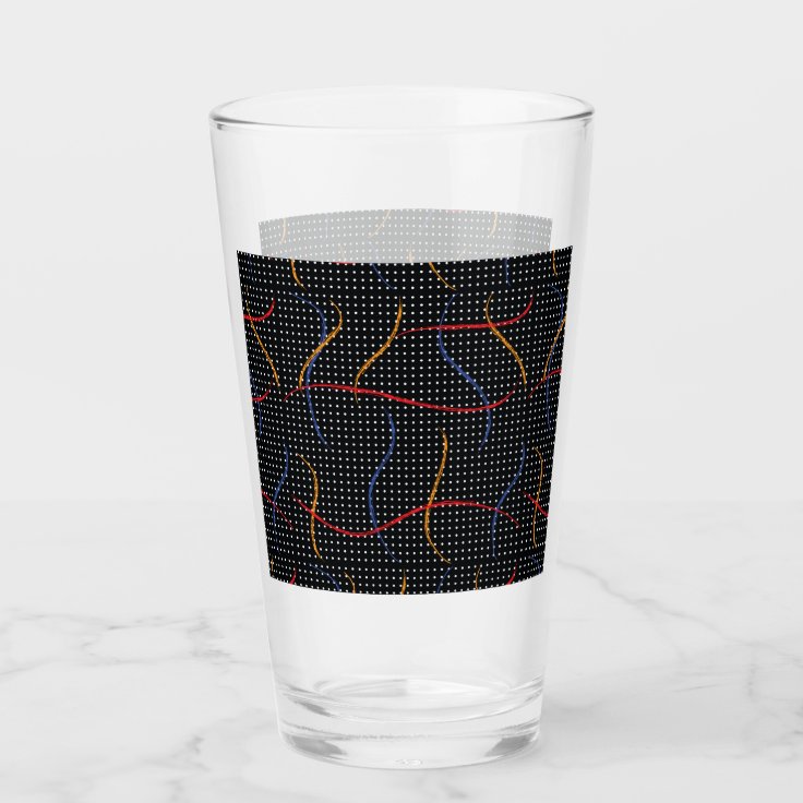 Retro Paint Splatter and Dots Glass | Zazzle