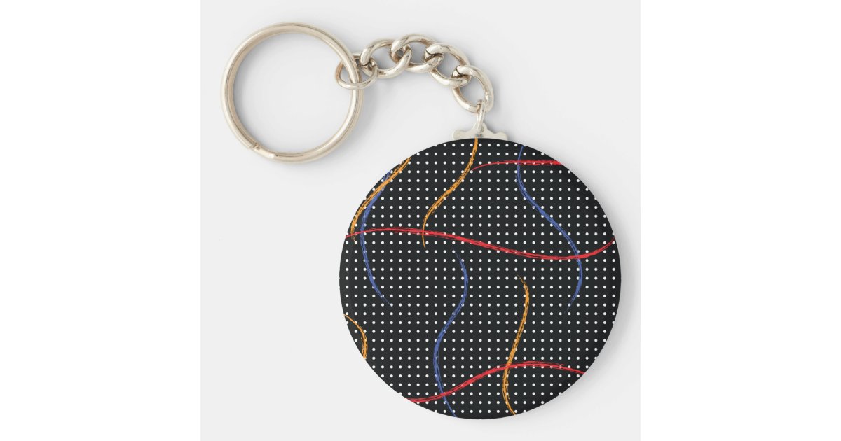 Retro Paint Splatter and Dots Keychain | Zazzle