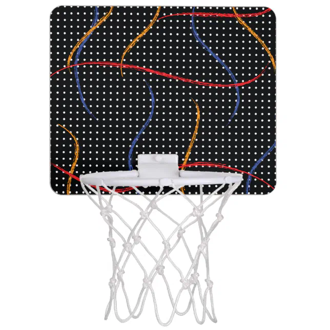 Retro Paint Splatter and Dots Mini Basketball Hoop | Zazzle