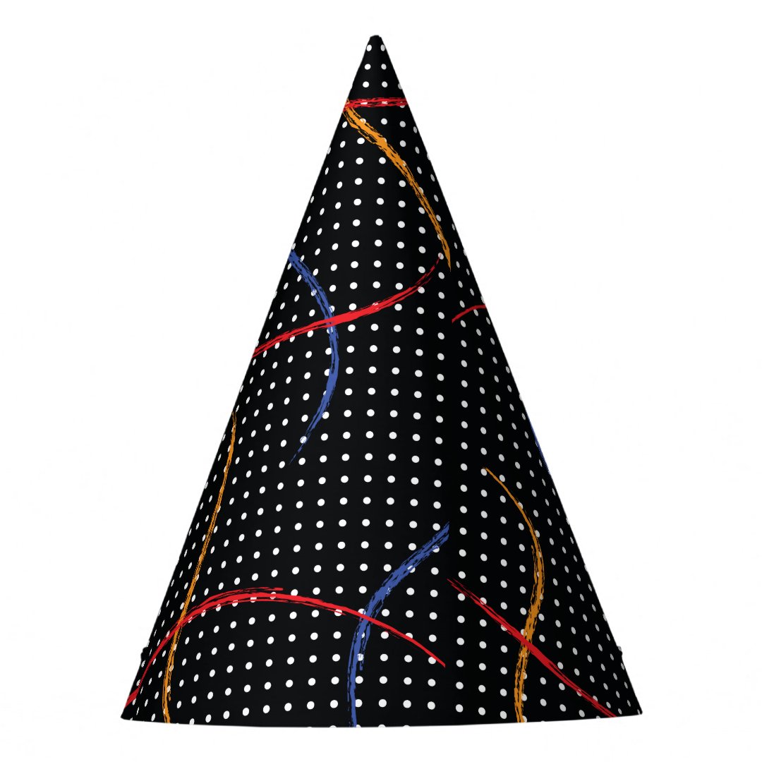 Retro Paint Splatter and Dots Party Hat | Zazzle