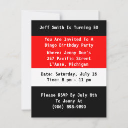 Retro Party Red Black White Bingo Invitations | Zazzle