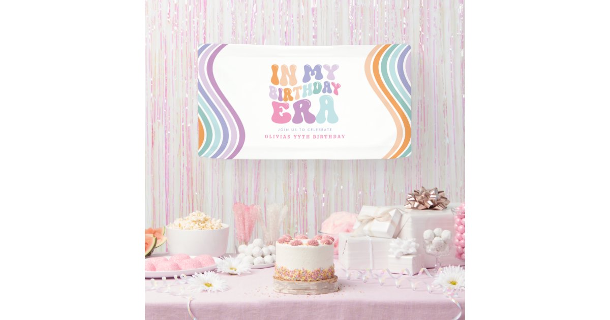 Retro pastel colourful modern birthday era banner | Zazzle