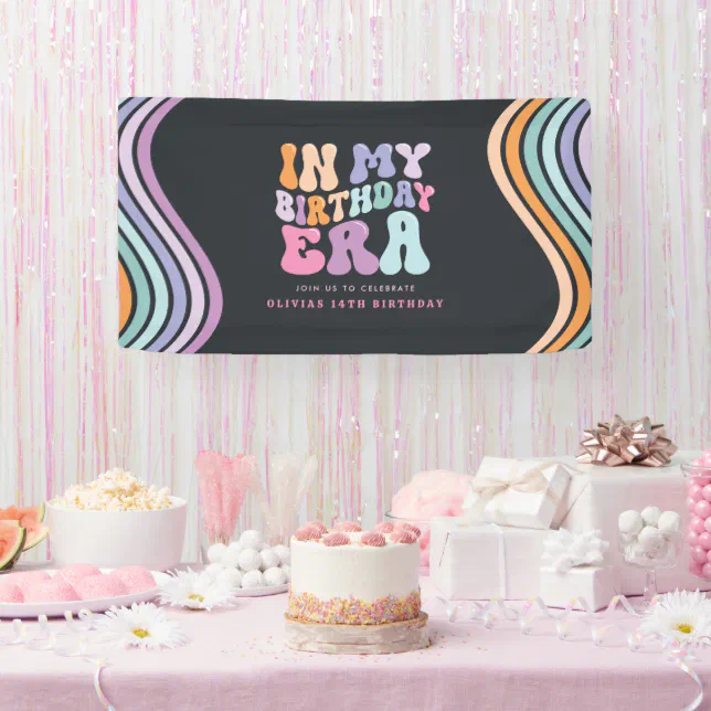 Retro pastel colourful modern birthday era banner | Zazzle