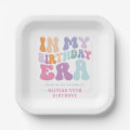 Retro pastel colourful modern birthday era paper plates | Zazzle