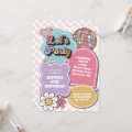 Retro pastel disco ball and daisy Birthday Invitation | Zazzle