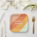 Retro Pastel Geometric Art Custom Wedding Cute Paper Plates | Zazzle