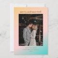 Retro Pastel Gradient Merry Married Wedding Photo Holiday Card | Zazzle