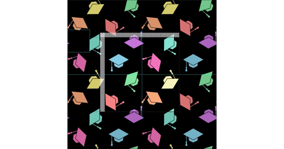 Retro Pastel Graduation Cap Pattern Fabric | Zazzle