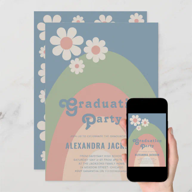 Retro Pastel Graduation Party Invitation | Zazzle