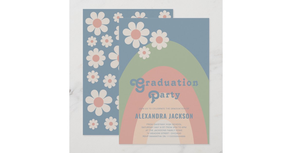Retro Pastel Graduation Party Invitation | Zazzle