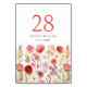 Retro Pastel Pink Boho Wildflower Wedding Details Table Number | Zazzle