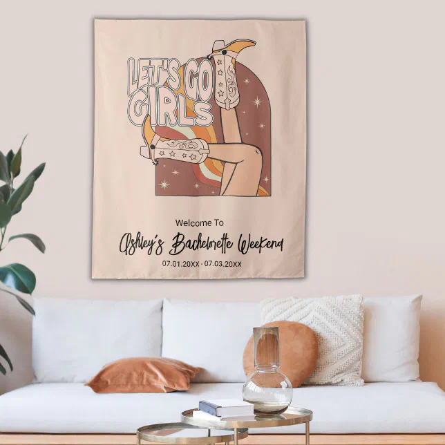 Retro Pastel Pink Rodeo Bachelorette Backdrop Sign | Zazzle