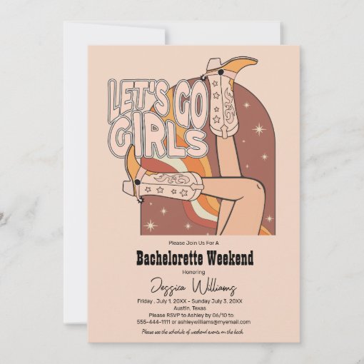 Retro Pastel Pink Rodeo Bachelorette Weekend Invitation | Zazzle