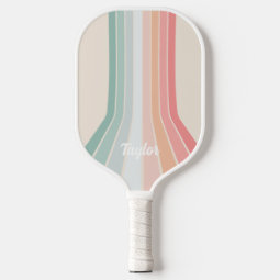 Retro Pastel Stripes Geometric Custom Name Pickleball Paddle | Zazzle