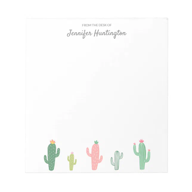 Retro Pastel Succulent Cactus Personalized Notepad | Zazzle