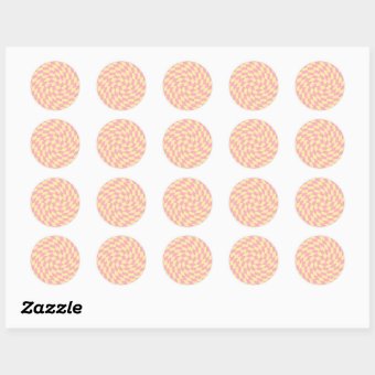 Retro Pastel Yellow Pink Warped Check Checkered Classic Round Sticker ...