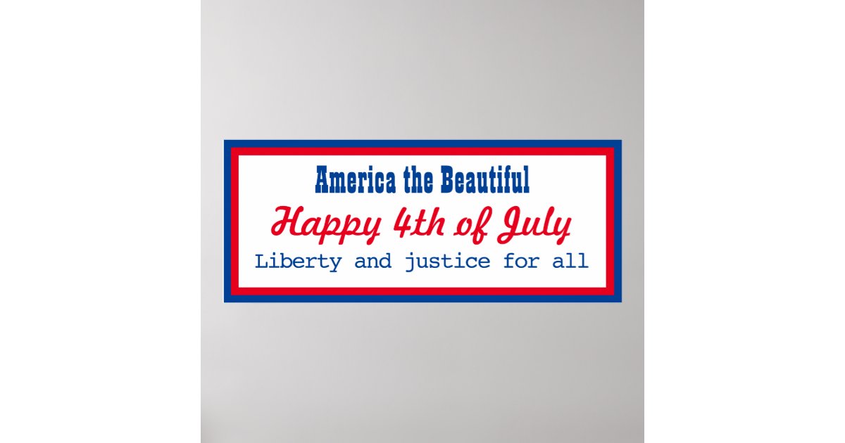 Retro Patriotic Red Blue White Happy 4th of July Poster | Zazzle