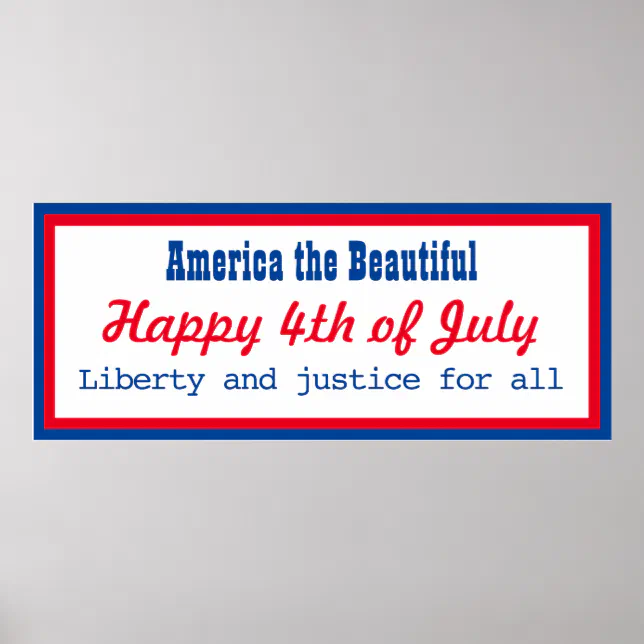 Retro Patriotic Red Blue White Happy 4th of July Poster | Zazzle