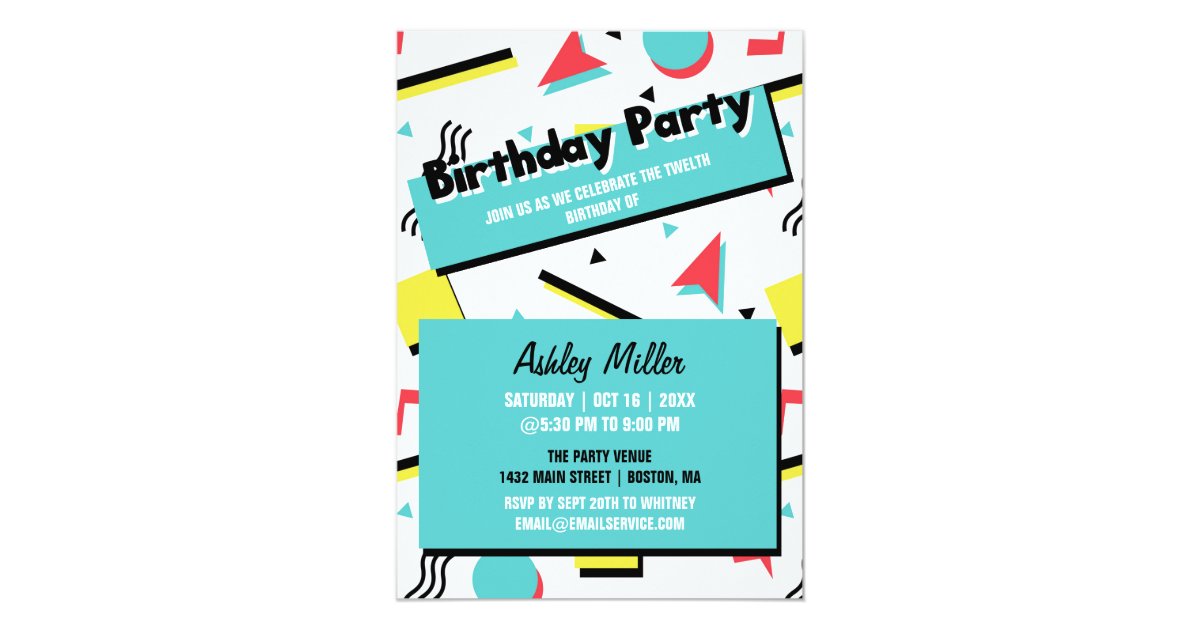 Retro Pattern Themed Birthday Party Invitation | Zazzle.com