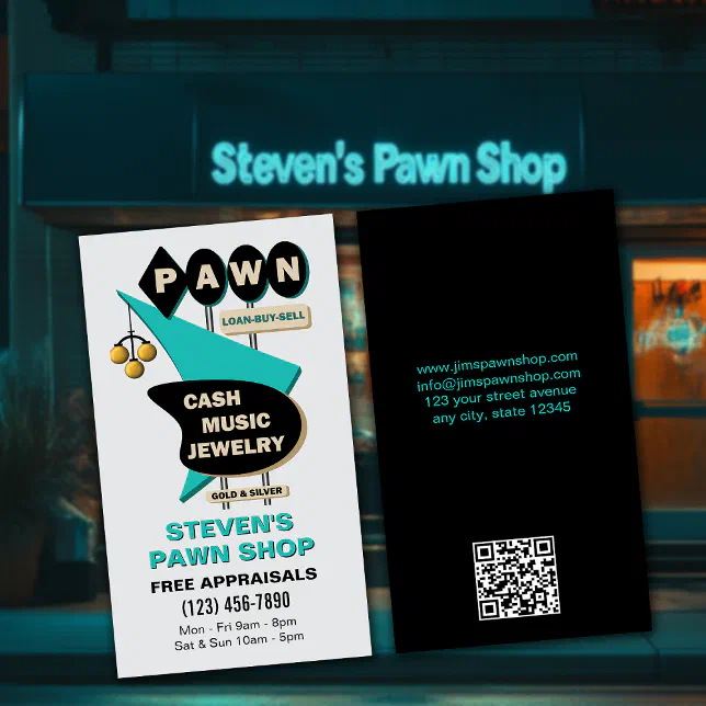 Retro Pawn Shop Business Card | Zazzle