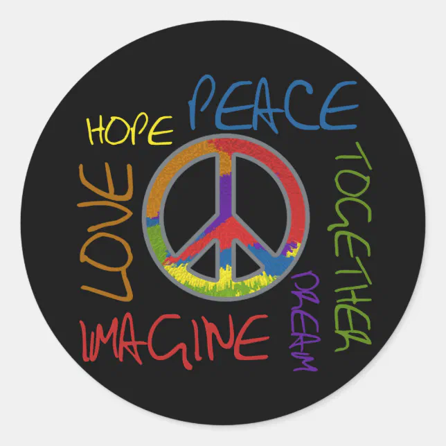 Retro Peace Classic Round Sticker | Zazzle