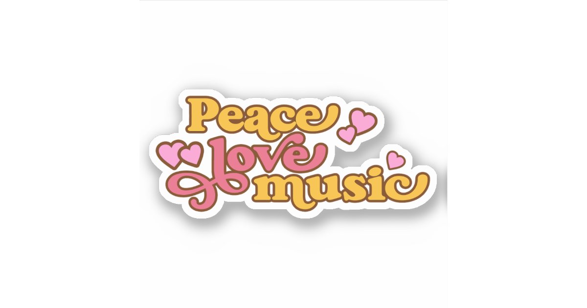 Retro Peace Love Music Sticker | Zazzle