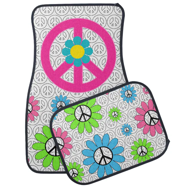 Retro Peace Sign Floor Mats | Zazzle