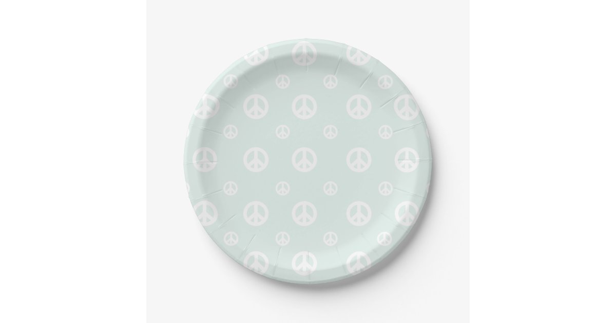 Retro peace sign Light Blue birthday Paper Plates | Zazzle