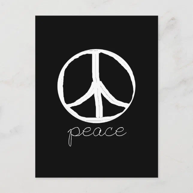 Retro Peace Sign on Black Background Postcard | Zazzle