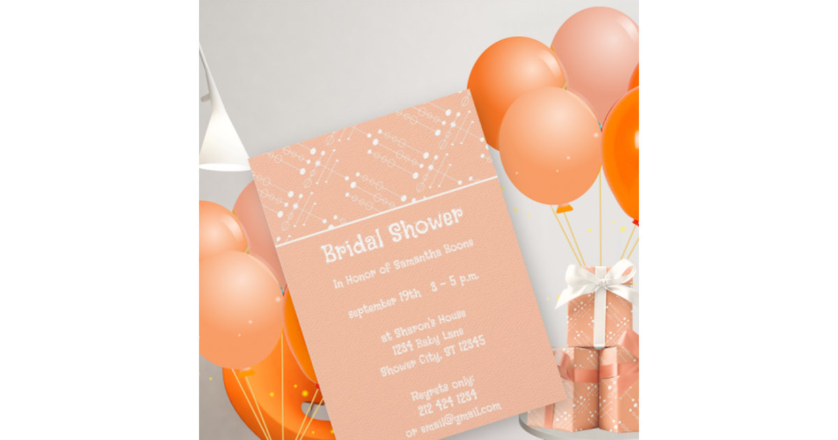 Retro Peach Vintage MCM Mid-Century Modern Invitation | Zazzle