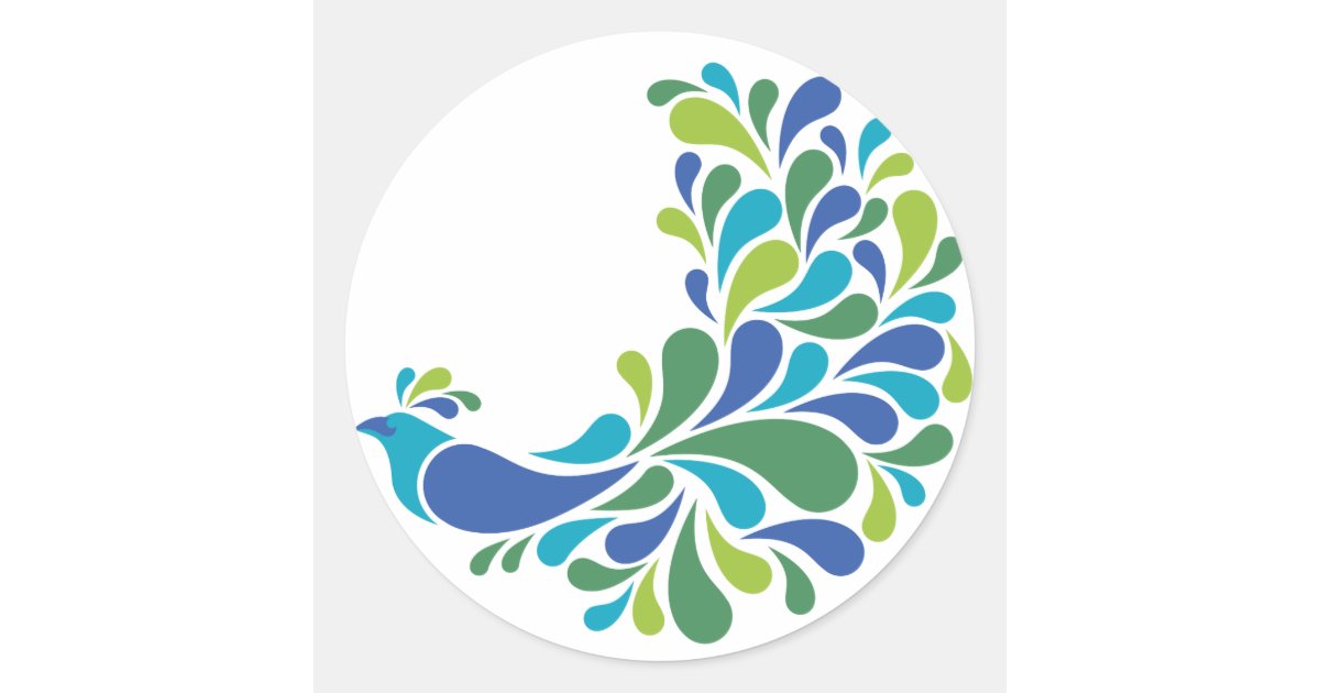 Retro Peacock Classic Round Sticker | Zazzle