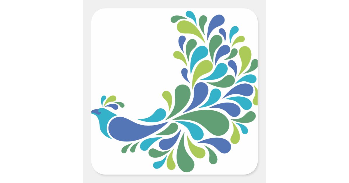 Retro Peacock Square Sticker | Zazzle