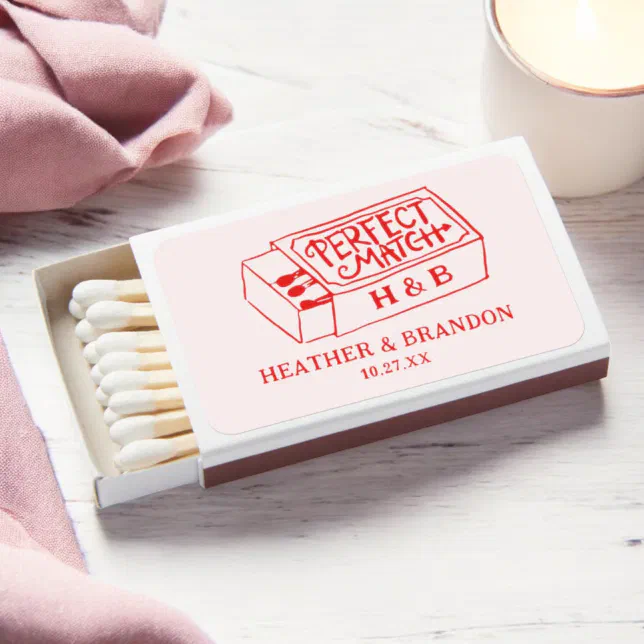 Retro Perfect Match Personalized Wedding Matchbox | Zazzle