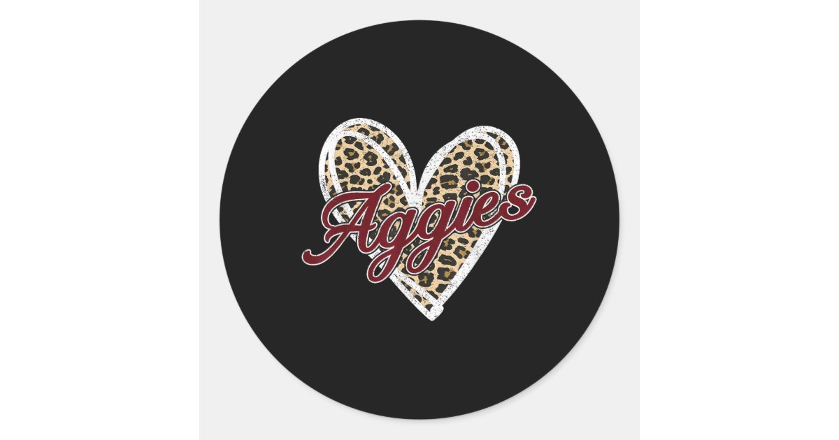 Retro Personalized Aggies-heart Men Women Kid Classic Round Sticker ...