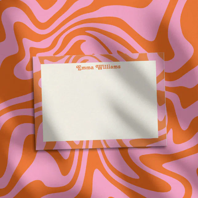 Retro Personalized Name Modern Note Card | Zazzle