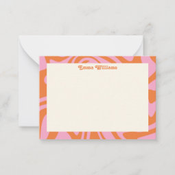 Retro Personalized Name Modern Note Card | Zazzle