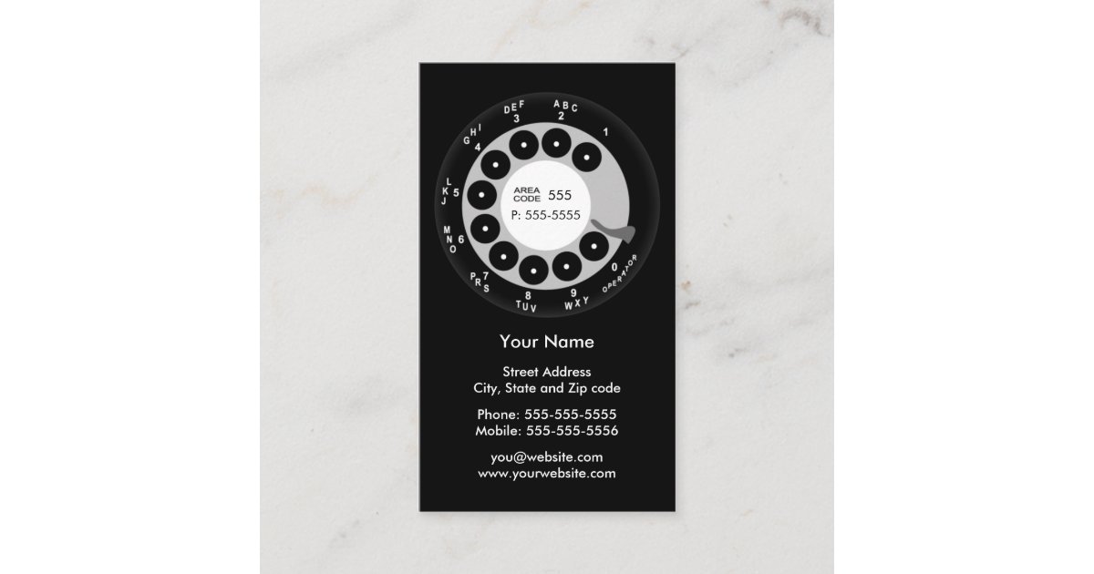 Retro Phone Black & White Business/Profile Card | Zazzle
