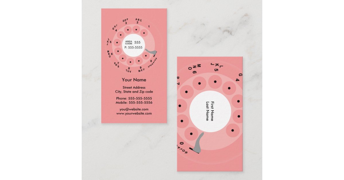 Retro Phone Pink Business/Profile Card | Zazzle