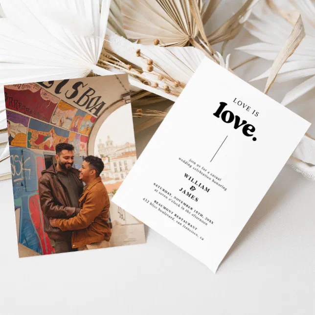 Retro Photo Love Is Love LGBT Wedding Invitation | Zazzle